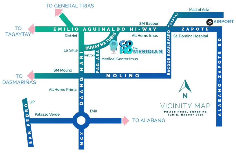Location & Address of Camella Homes The Meridian - Bacoor.